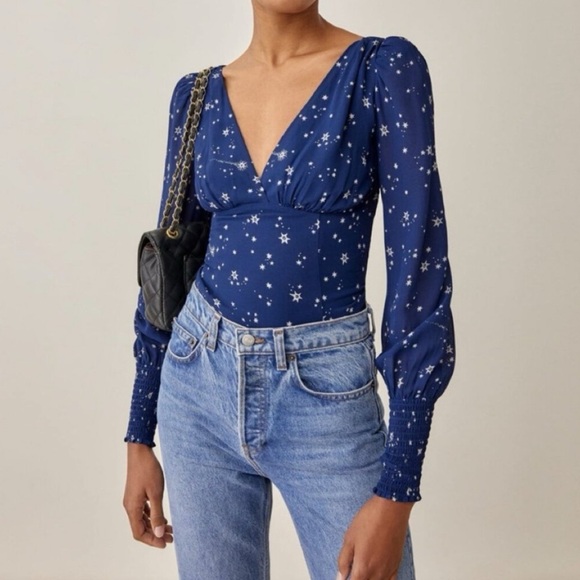 Reformation | Tops | Reformation Michel Starry Night Blouse | Poshmark